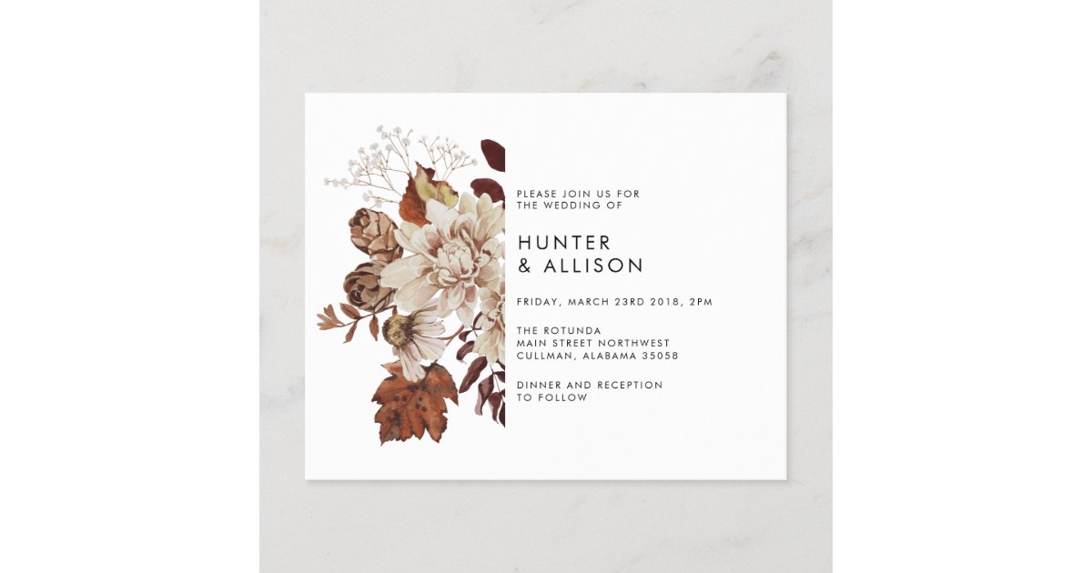 Fall Floral Wedding Invitation Flyer | Zazzle