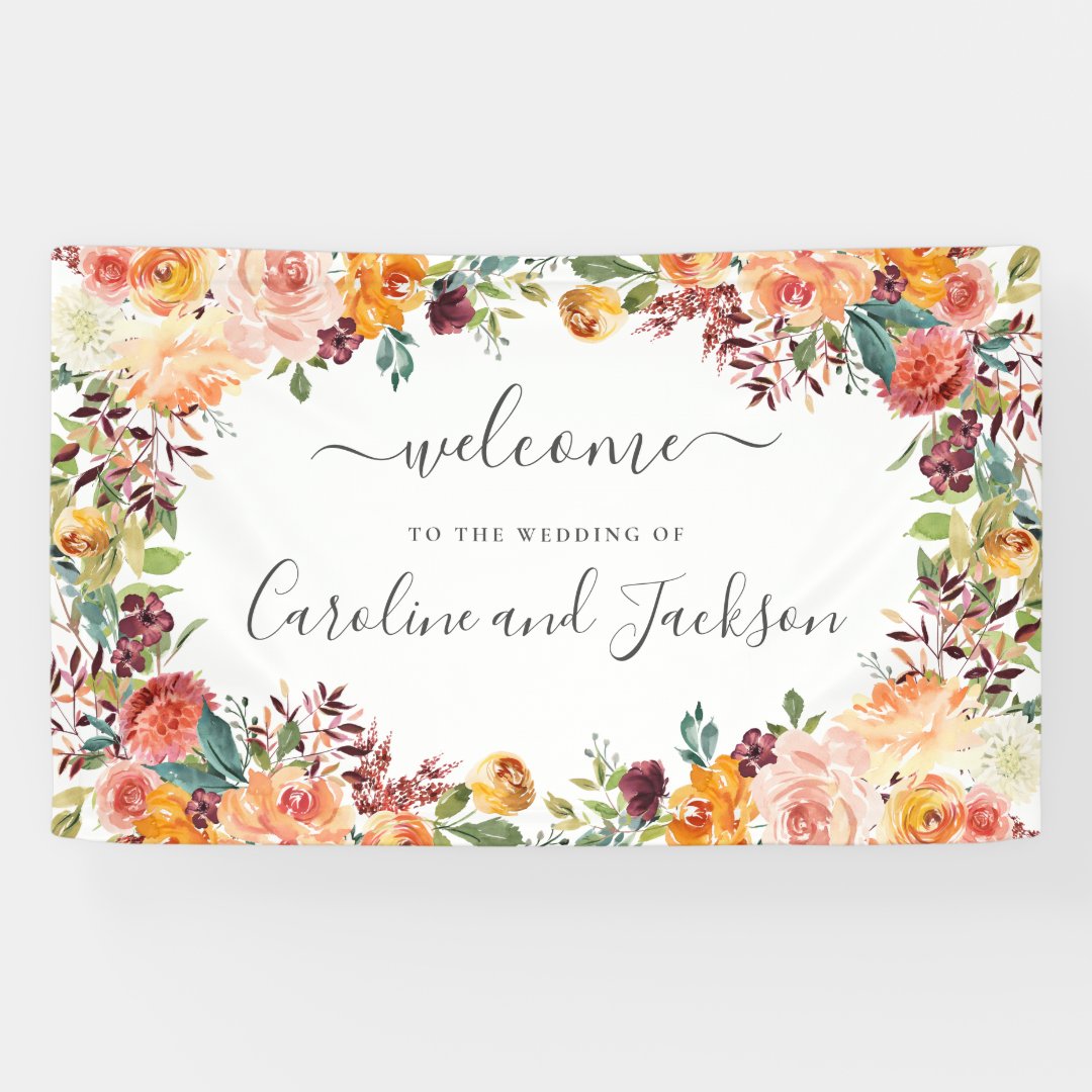 Fall Floral Wedding Welcome Banner | Zazzle