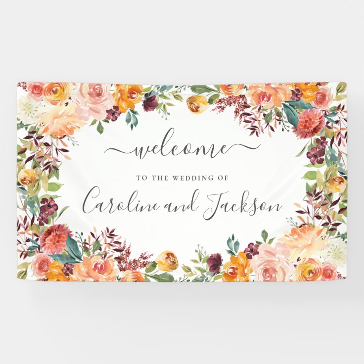 Fall Floral Wedding Welcome Banner | Zazzle