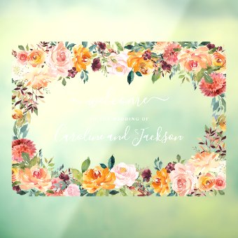 Fall Floral Wedding Window Cling | Zazzle