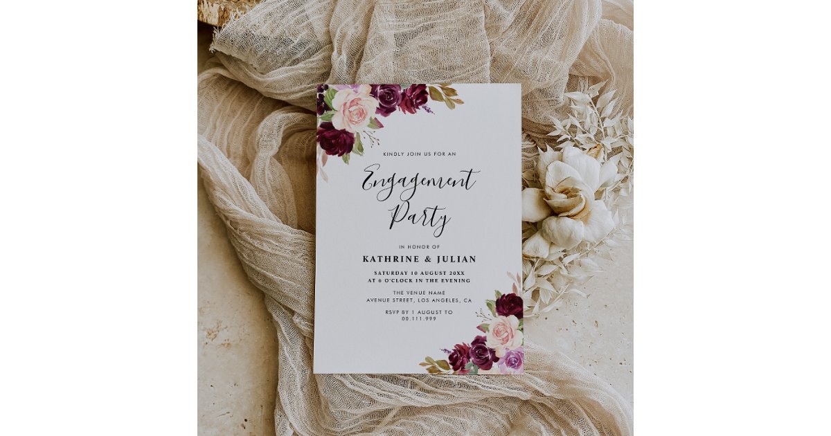 fall floral wreath engagement party invitation | Zazzle