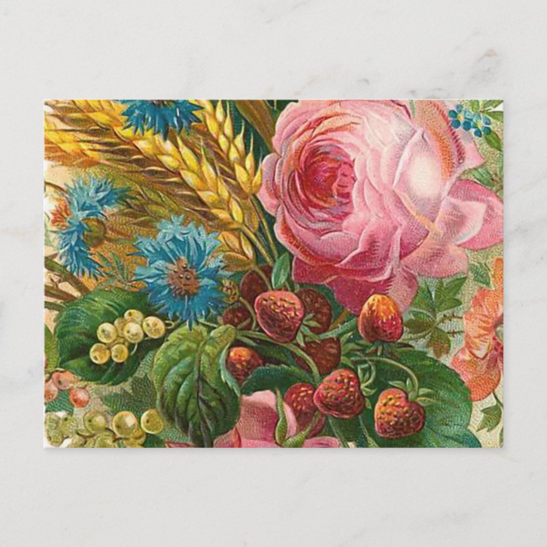 "Fall Flower Harvest" Vintage Postcard | Zazzle