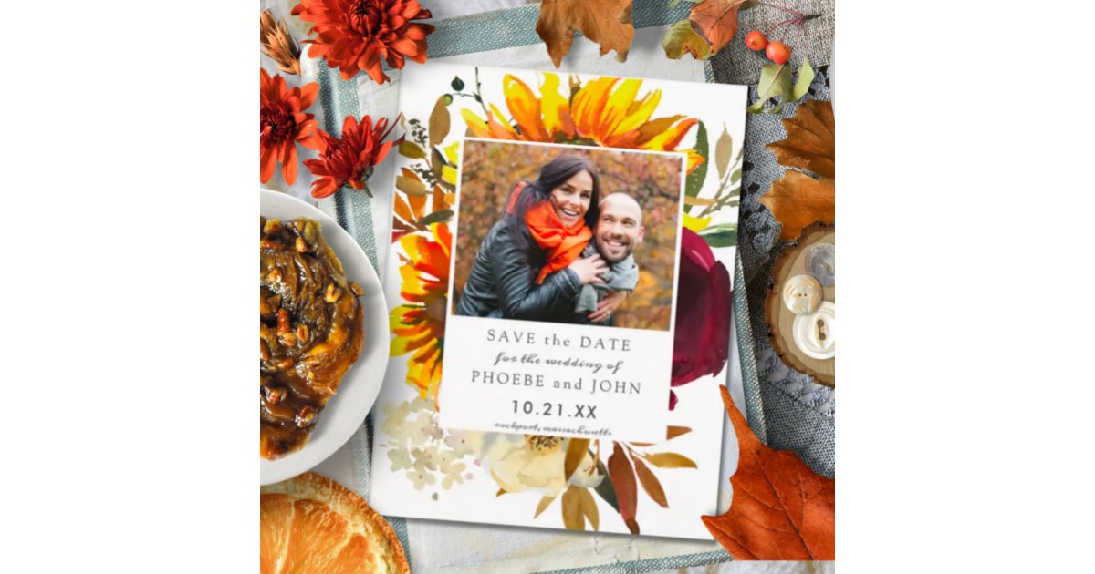 Fall Flowers Save the Date Invitation | Zazzle