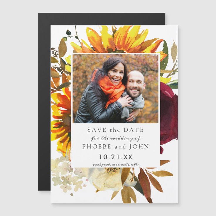 Fall Flowers Save the Date Magnetic Invitation | Zazzle