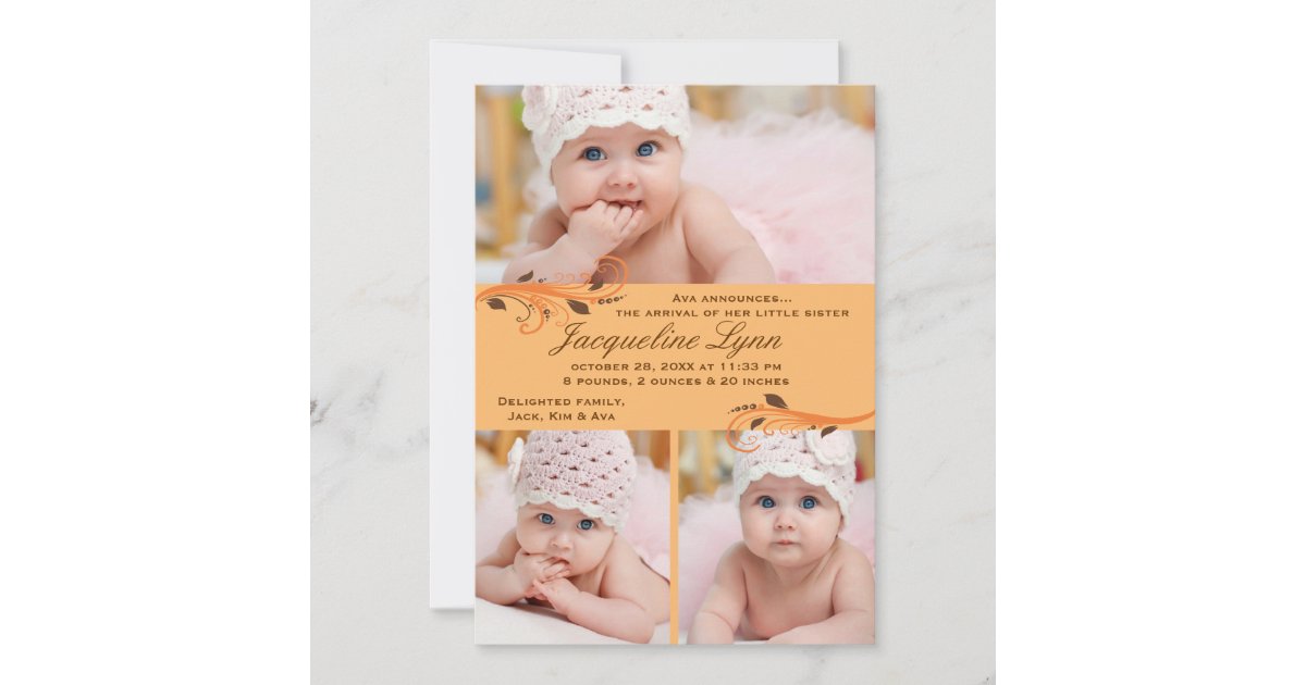 Fall Flurry Photo Birth Announcement | Zazzle