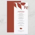 Fall Foliage Burnt Orange Menu Card | Zazzle