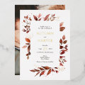 Fall Foliage 'Falling in Love' Photo Wedding Foil Invitation | Zazzle