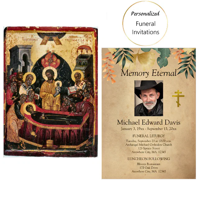 Fall Foliage Orthodox Christian Funeral Invitation | Zazzle