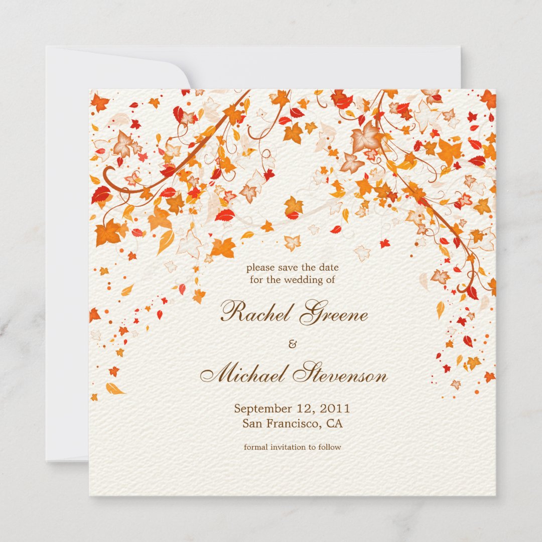 Fall Foliage Save the Date Wedding Card | Zazzle