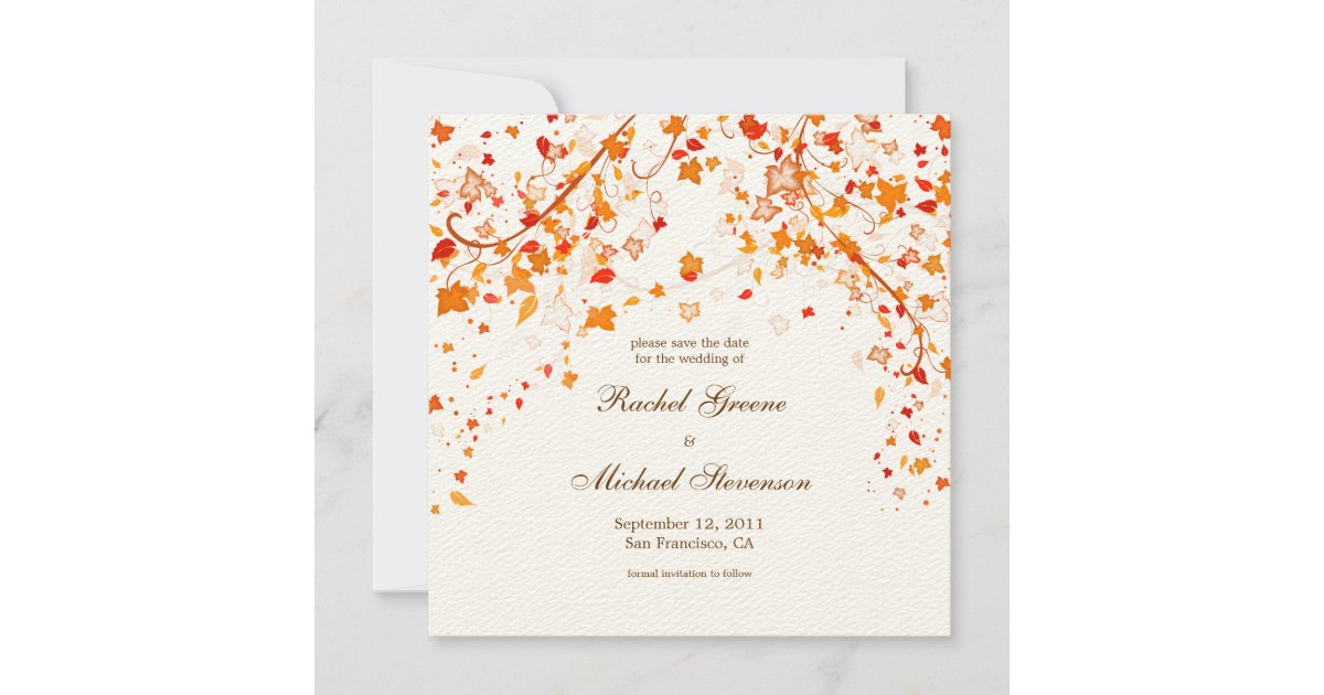 Fall Foliage Save the Date Wedding Card | Zazzle