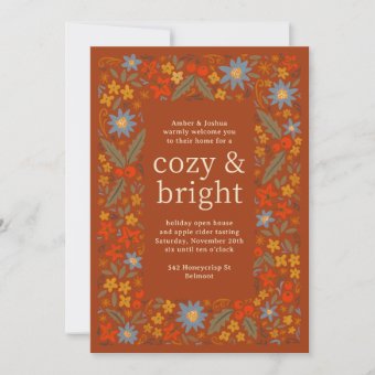Fall Folksy Floral Frame Autumn Party Invitation | Zazzle