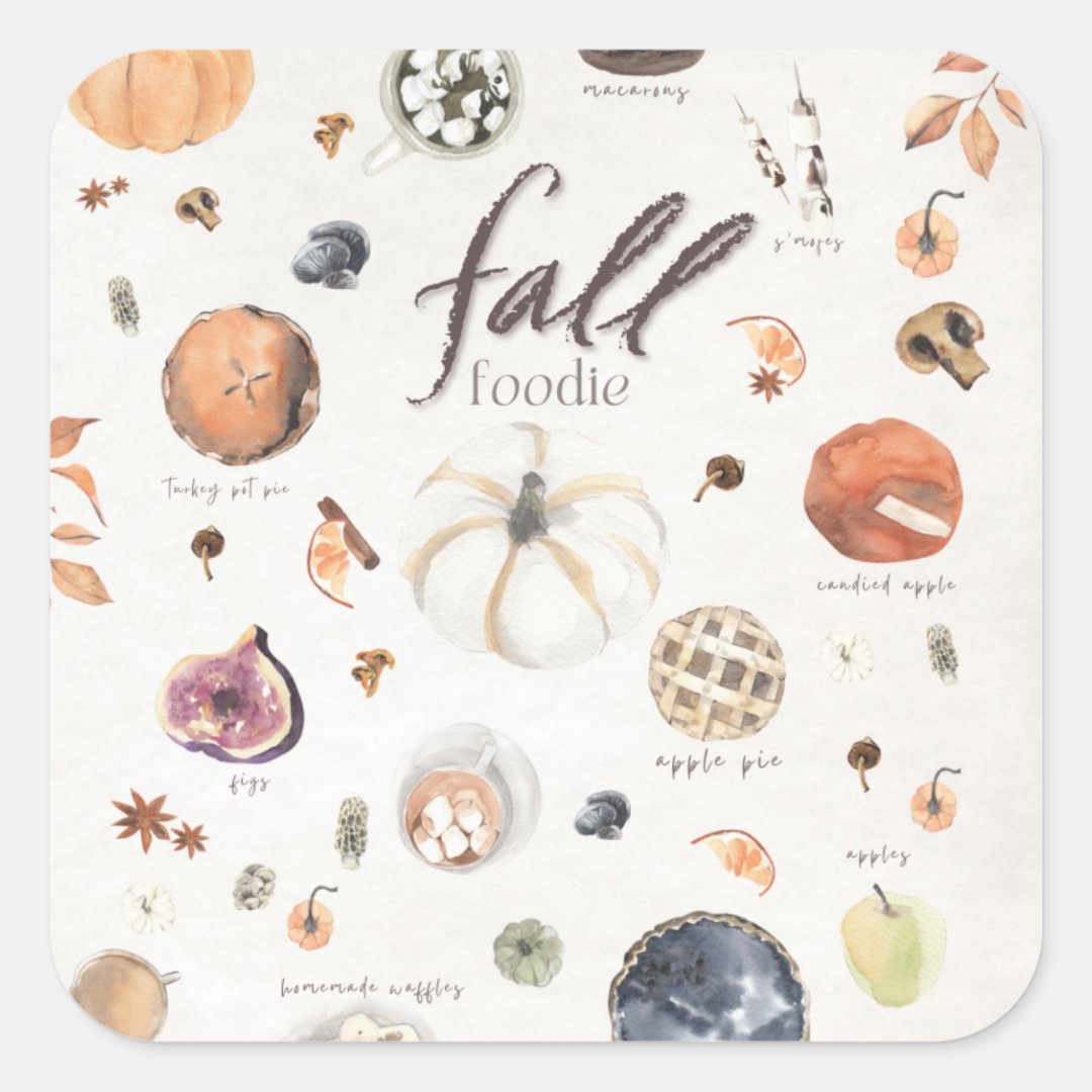 Fall Foodie Bucket List Thanksgiving Dinner Square Sticker | Zazzle