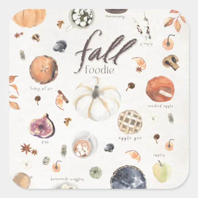 Fall Foodie Bucket List Thanksgiving Dinner Square Sticker | Zazzle