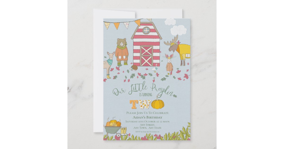 Fall Forest Friends Second Birthday Invitation | Zazzle