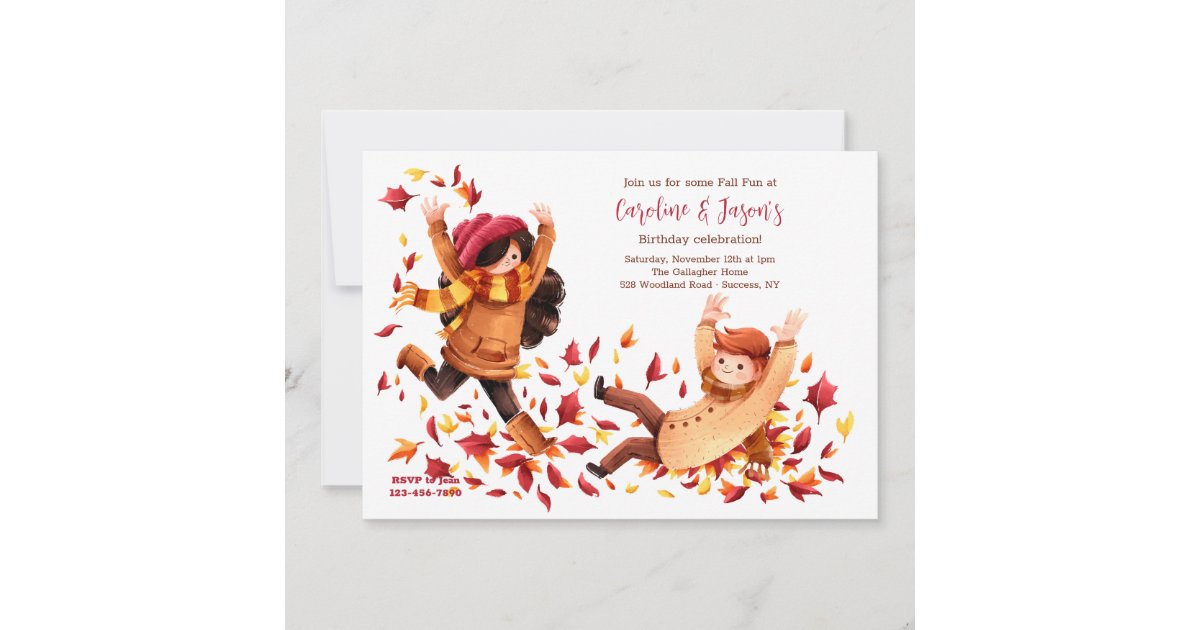 Fall Fun Kids Birthday Party Invitation | Zazzle