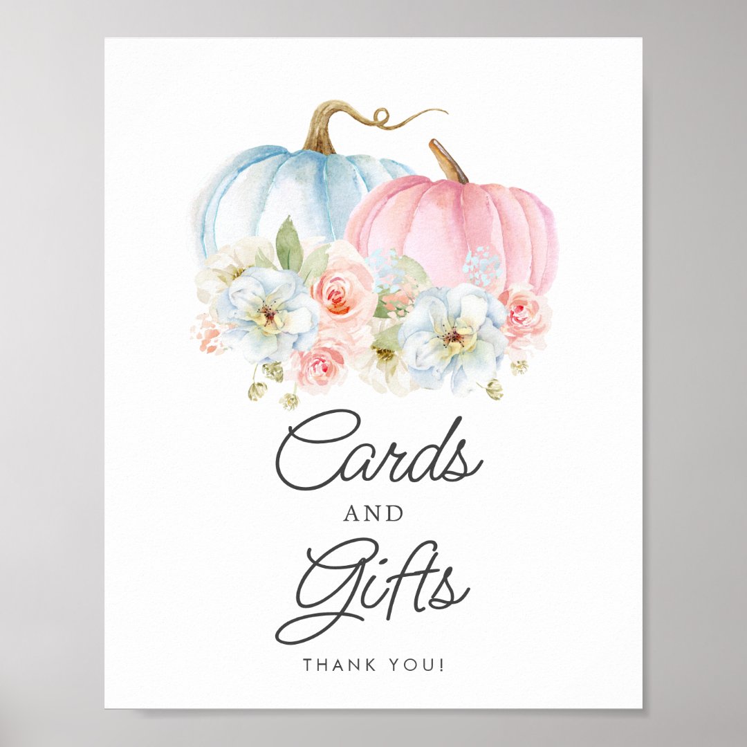 Fall Gender Reveal Cards and Gifts Baby Shower Poster | Zazzle