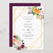Fall Geometric Floral Autumn Wedding Invitation | Zazzle