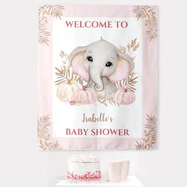 Fall Girl Pink Baby Shower Welcome Sign Tapestry | Zazzle