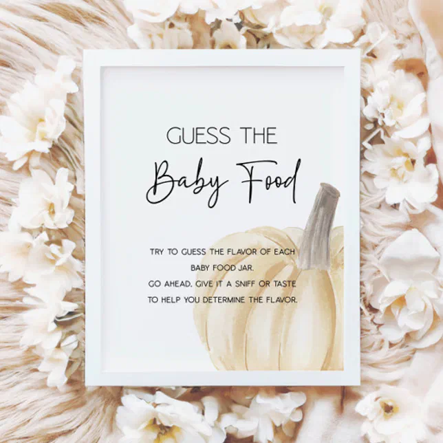 Fall Guess The Baby Food Shower Game Poster | Zazzle