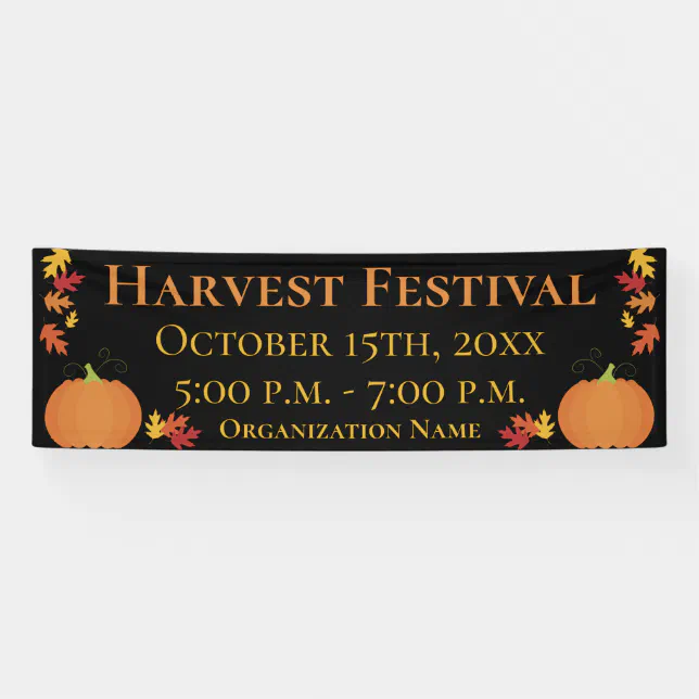 Fall Harvest Autumn Leaves Pumpkin Festival Event Banner | Zazzle