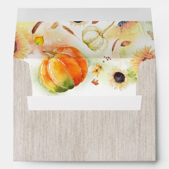Fall Harvest Envelopes - Pumpkins Sunflowers Wheat | Zazzle.com