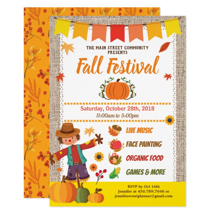 Fall harvest festival burlap pumpkin patch invitation | Zazzle.com