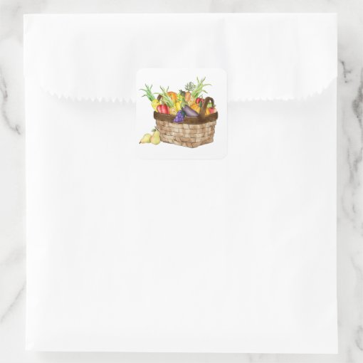 Fall Harvest Food Basket Sticker | Zazzle