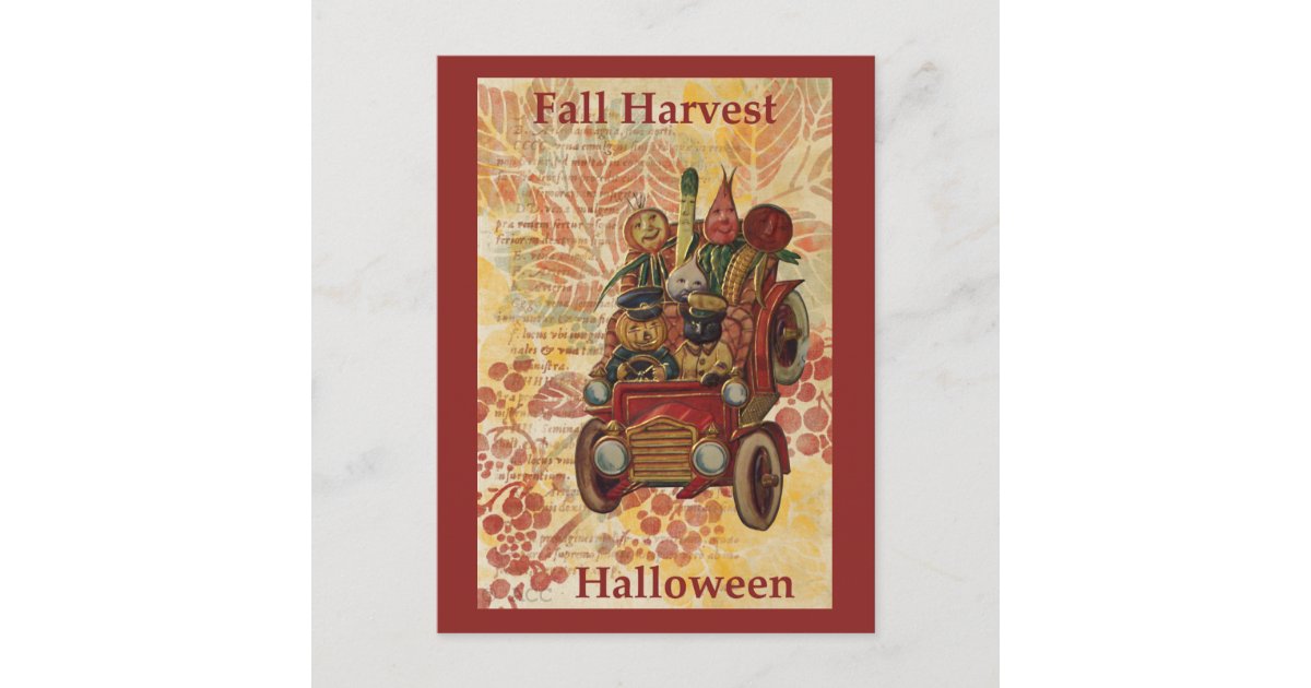 Fall Harvest Halloween Postcard | Zazzle