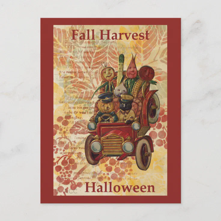 Fall Harvest Halloween Postcard | Zazzle