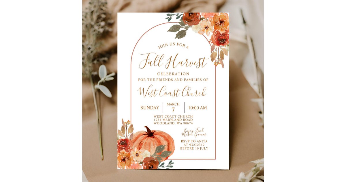 Fall Harvest Pumpkin Party, Fall Fest Community In Invitation | Zazzle