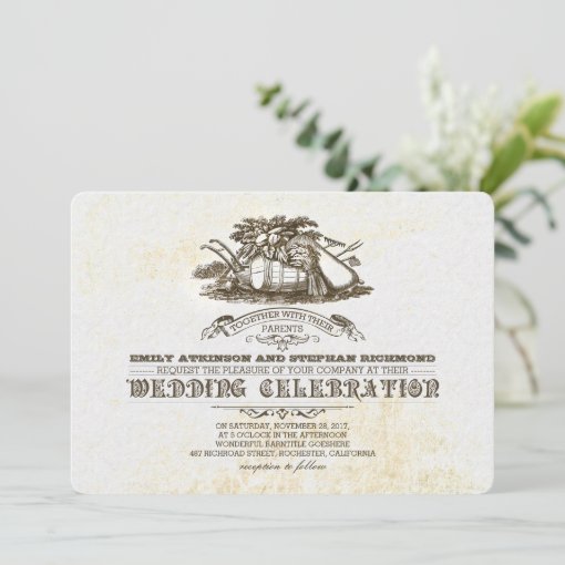 Fall harvest rustic country wedding invitations | Zazzle