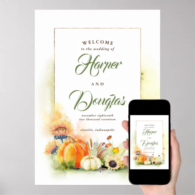 Fall Harvest Wedding Welcome Sign | Zazzle