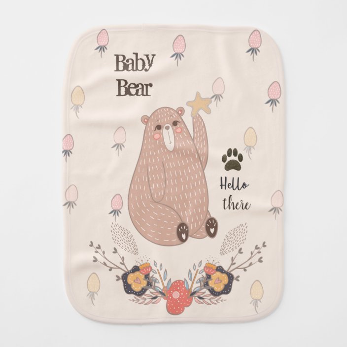Fall Hello there "Baby Bear" and Berries Baby Burp Cloth | Zazzle.com