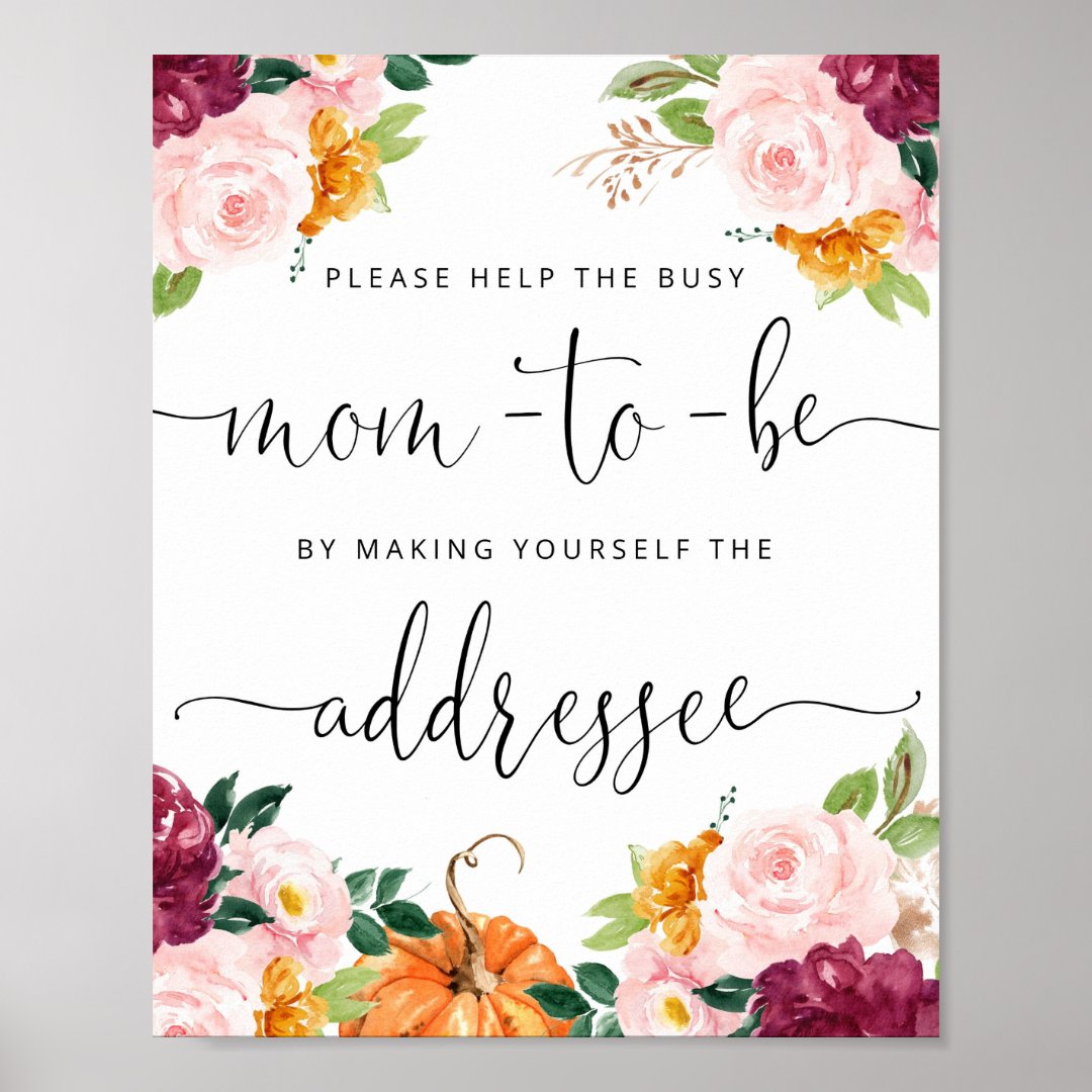 Fall Help the Busy Mom-to-Be Address an Envelope Poster | Zazzle
