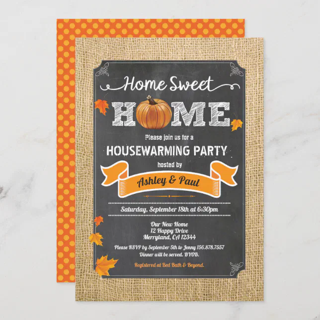 Fall housewarming party rustic wood autumn pumpkin invitation | Zazzle
