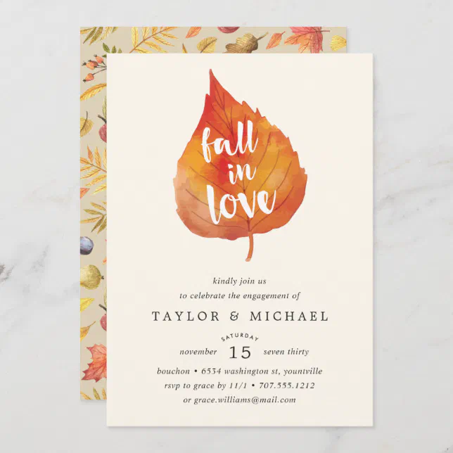 Fall in Love | Autumn Engagement Party Invitation | Zazzle