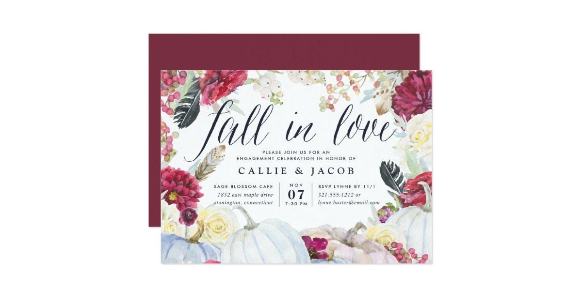 Fall in Love | Autumn Engagement Party Invitation | Zazzle.com