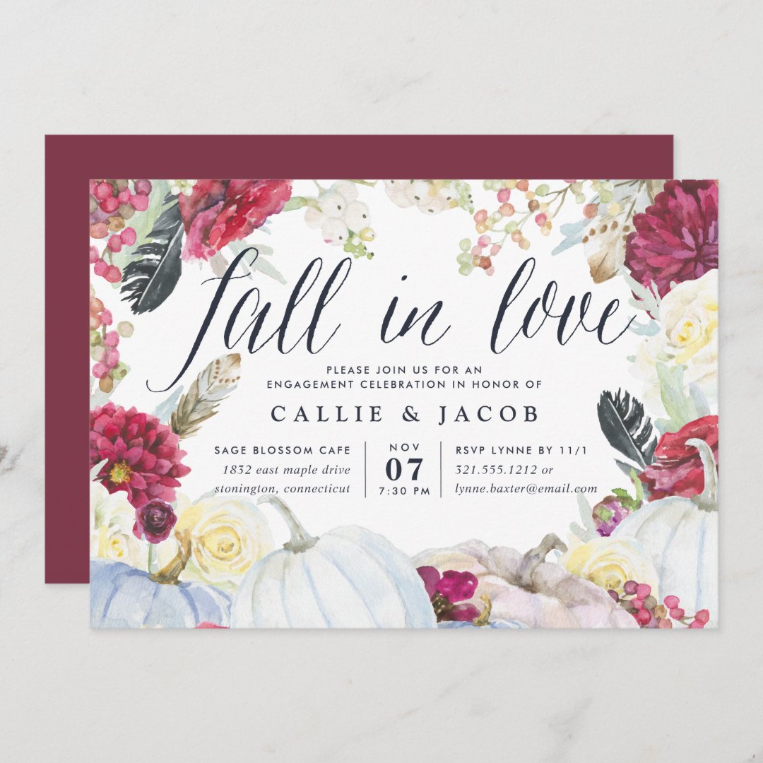 Fall in Love | Autumn Engagement Party Invitation | Zazzle