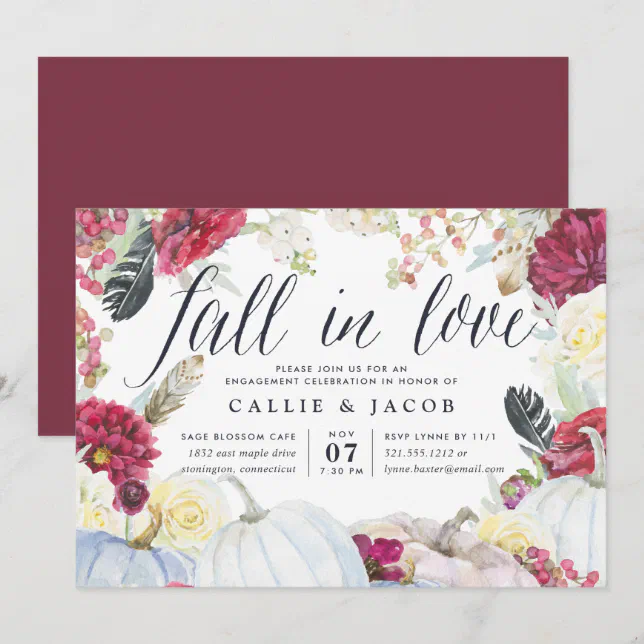 Fall in Love | Autumn Engagement Party Invitation | Zazzle