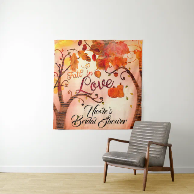 Fall in Love Autumn Fall Bridal Shower Backdrop | Zazzle