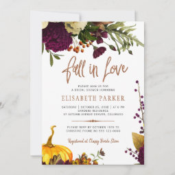 Fall in Love autumn floral chic bridal shower Invitation | Zazzle