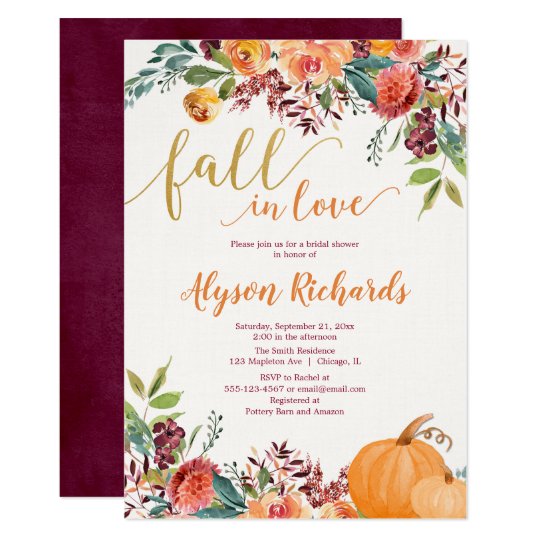 Fall in love autumn floral rustic bridal shower invitation | Zazzle.com