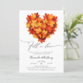 Fall In Love Autumn Leaf Heart Anniversary Invitation | Zazzle