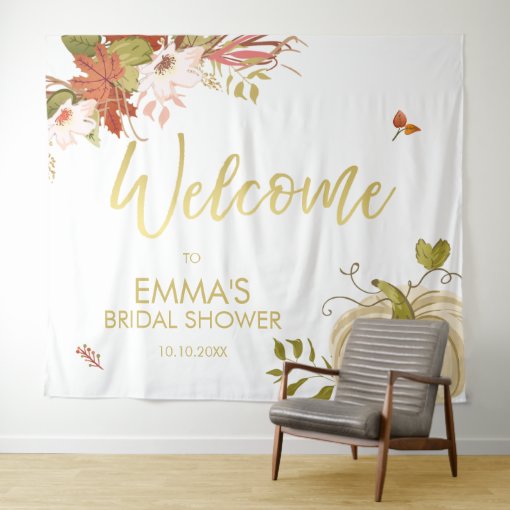 Fall in Love Backdrop Banner Autumn Gold Pumpkin | Zazzle