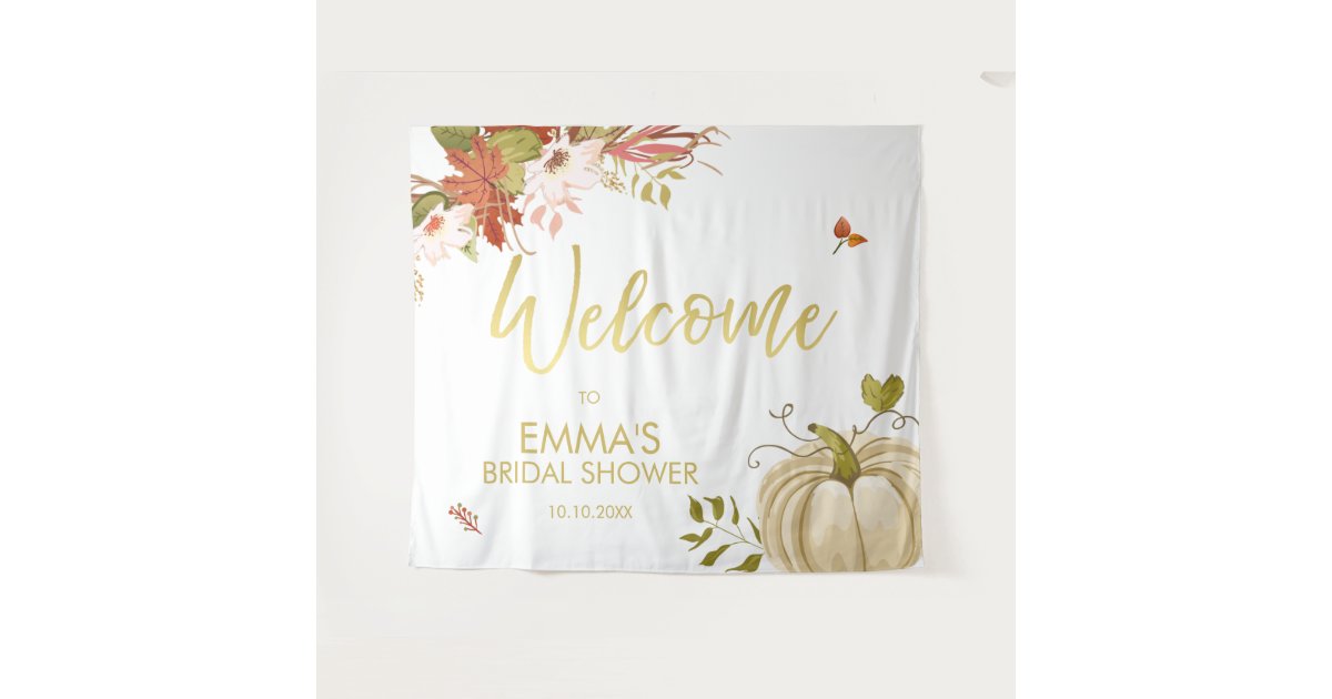 Fall in Love Backdrop Banner Autumn Gold Pumpkin | Zazzle