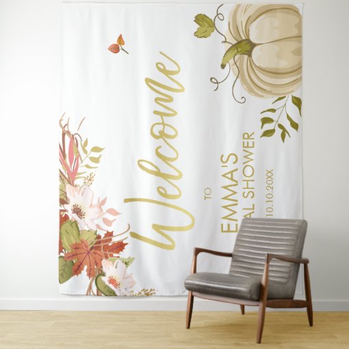 Fall in Love Backdrop Banner Autumn Gold Pumpkin | Zazzle