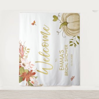 Fall in Love Backdrop Banner Autumn Gold Pumpkin | Zazzle