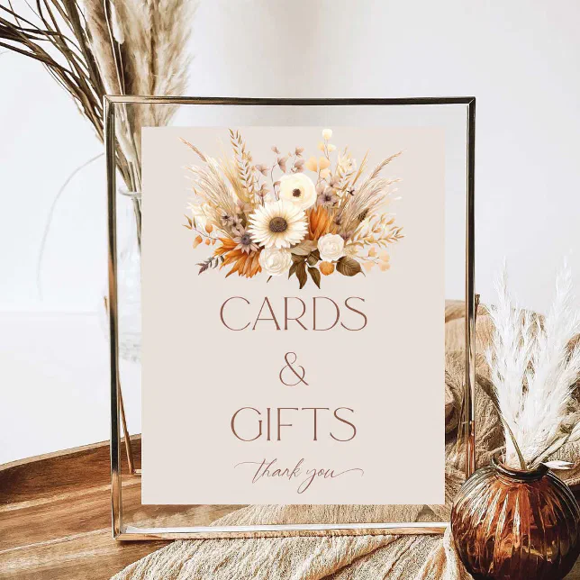 Fall In Love Boho Bridal Shower Cards And Gifts Poster | Zazzle