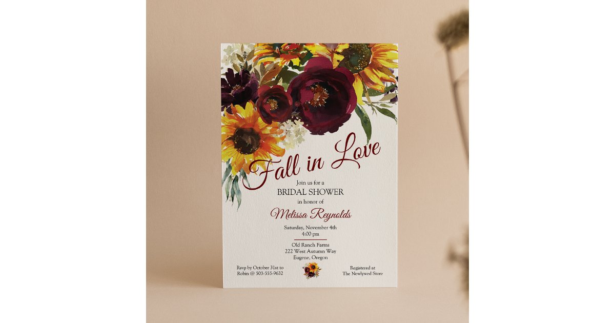 Fall in Love Bridal Shower Invitation | Zazzle