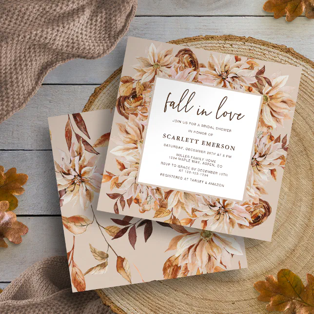 Fall In Love Bridal Shower Invitation | Zazzle